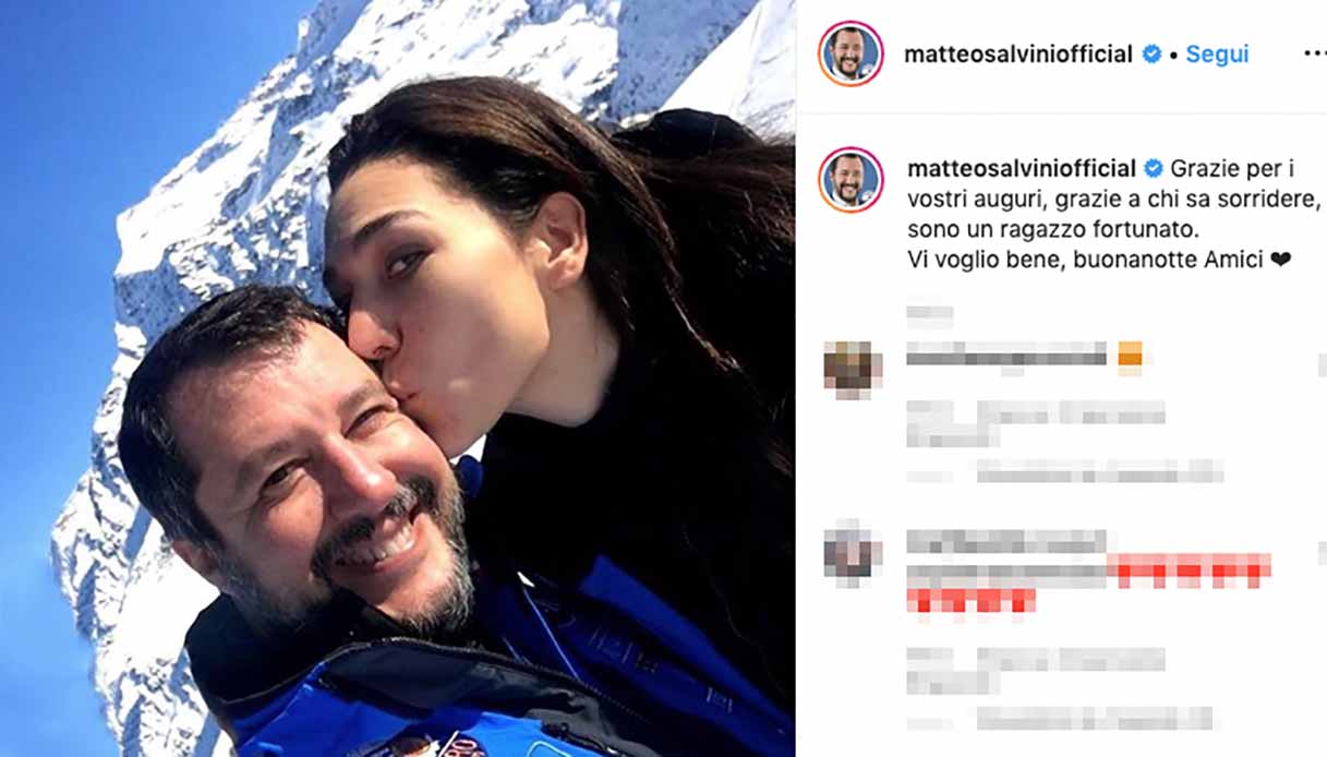 Salvini, baci con Francesca Verdini. Ed Elisa Isoardi torna a sorridere