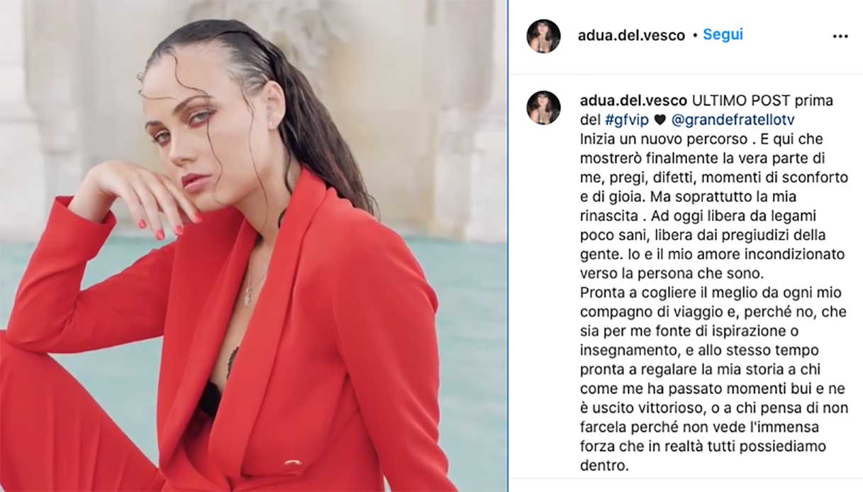 Adua del Vesco al GF Vip, le sue parole su Instagram e la risposta di ...