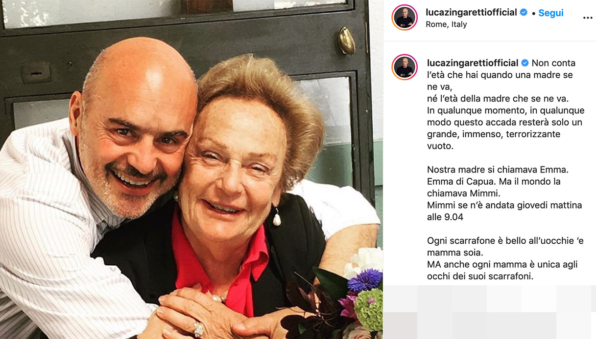 Luca Zingaretti ricorda mamma Emma su Instagram: “Era capace di portare ...