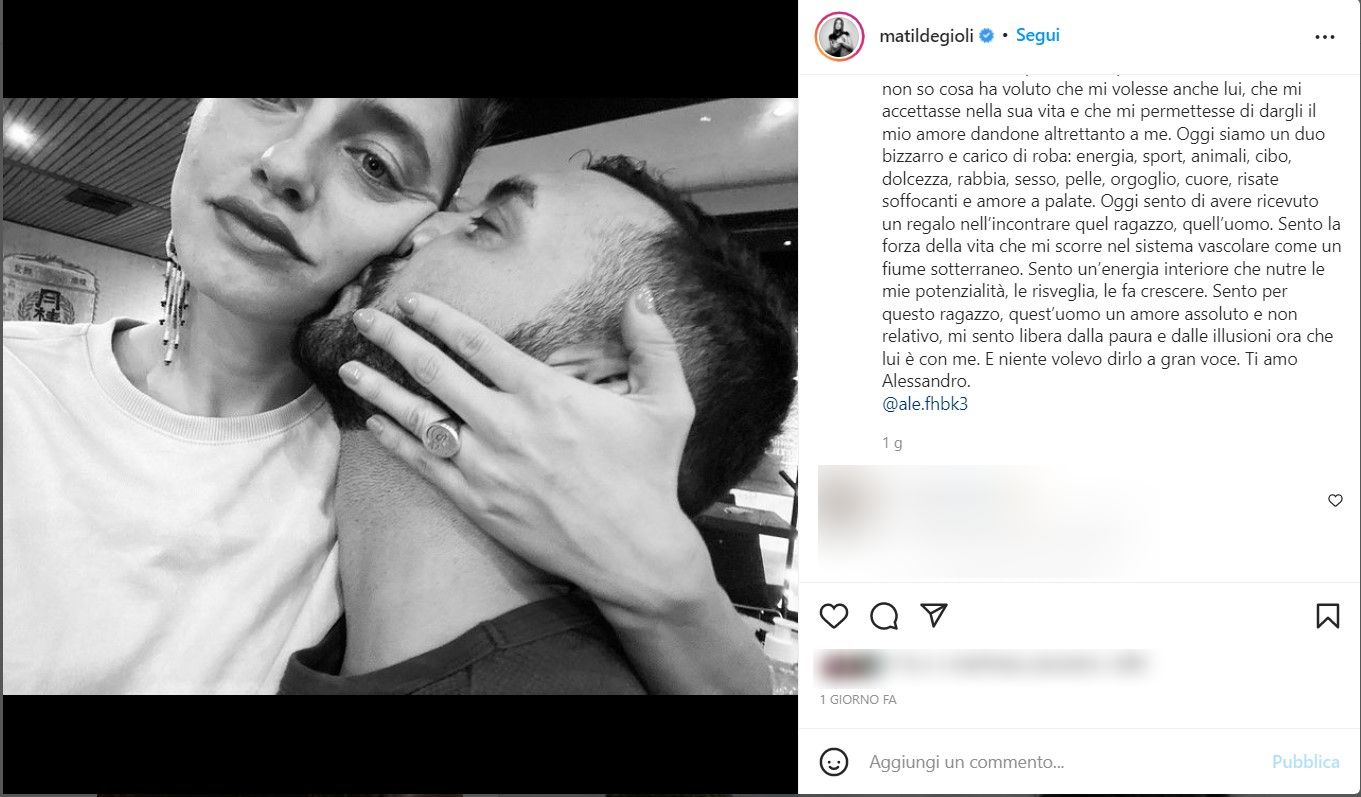 Matilde Gioli, l'amore per il fidanzato Alessandro