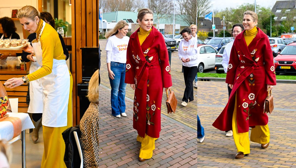 Regina Maxima e Anna d'Inghilterra, il cappotto è rosso: look a confronto